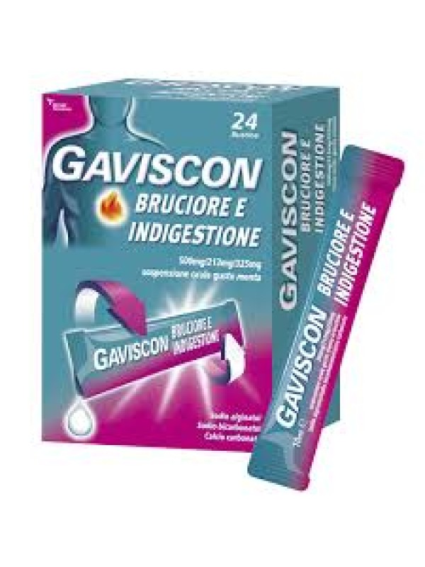 Gaviscon Bruciore e Indigestione 24 Bustine- farmaco per Bruciore di ...